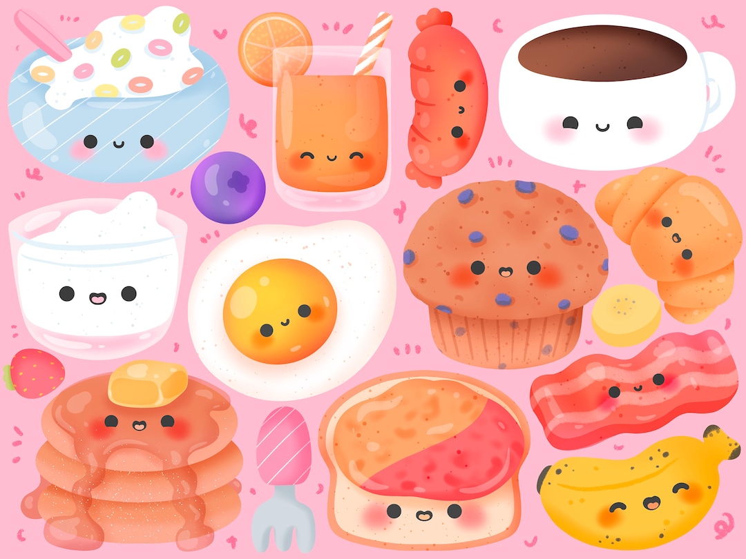 Cute Kawaii Printable Breakfast Food Clipart / Commercial Use/ PNG - Etsy