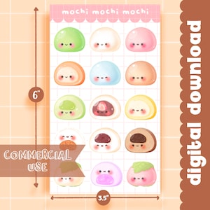 Cute Printable Mochi Sticker Sheet / Commercial Use/ PNG - Etsy