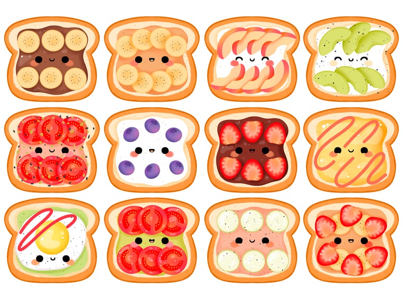 Cute Kawaii Printable Toasts Clipart / Commercial Use/ PNG - Etsy
