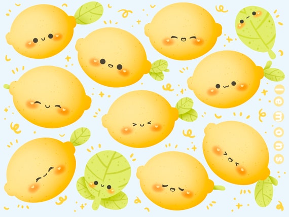 Cute Kawaii Printable Lemons Clipart / Commercial Use/ PNG - Etsy