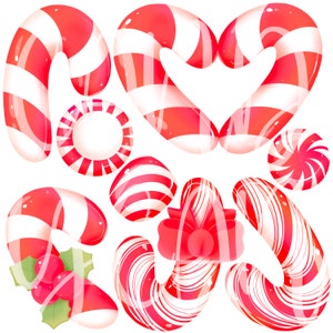 Cute Kawaii Printable Candycane Winter Christmas Mini Clipart Set ...