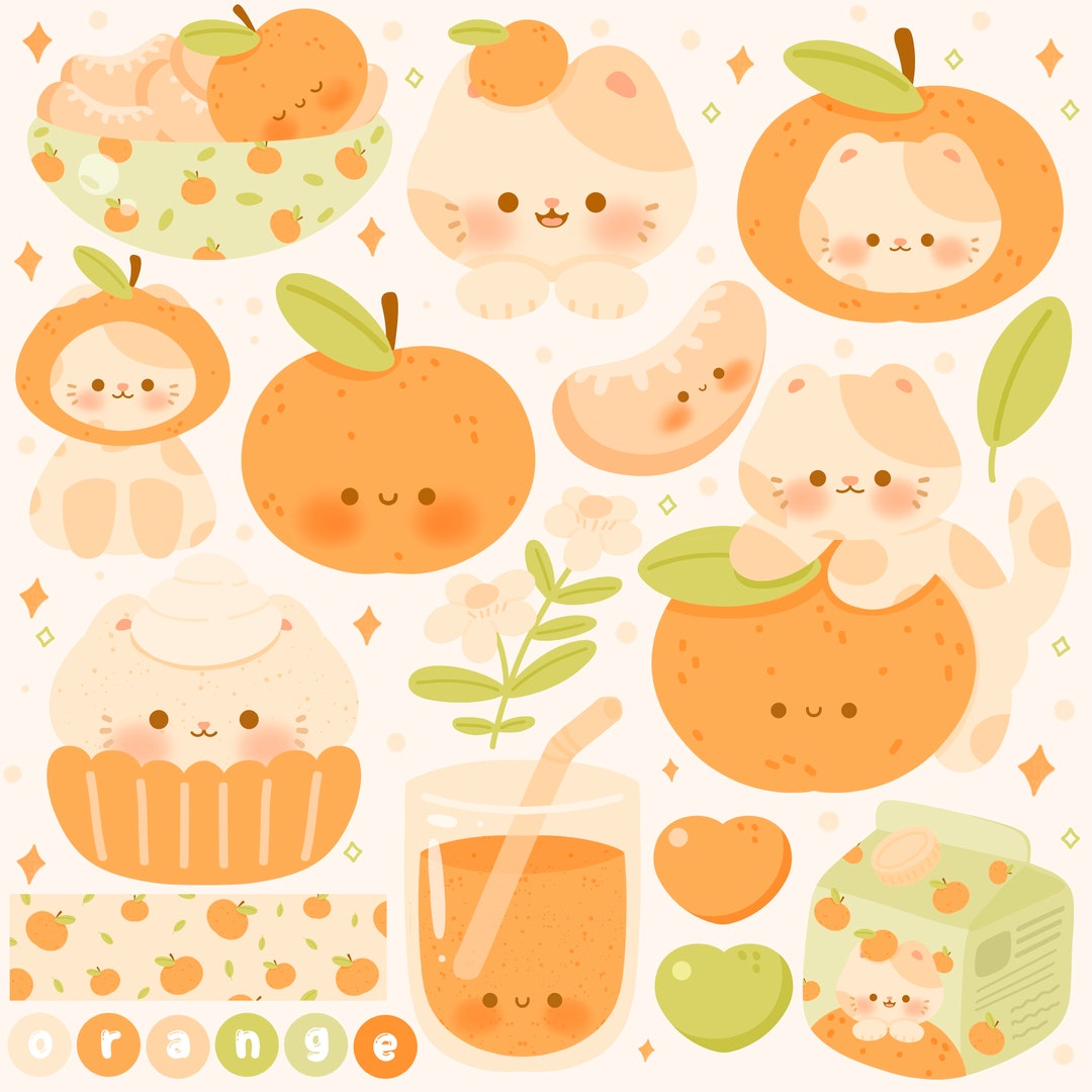 Cute Kawaii Printable Chibi Orange Cat Clipart / Commercial Use/ PNG ...