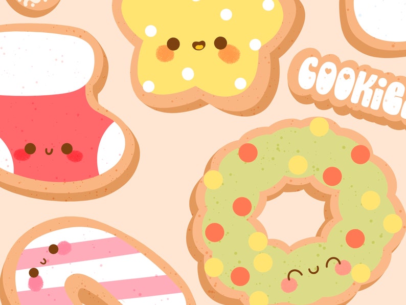 Cute Kawaii Printable Christmas Cookies Clipart / Commercial - Etsy