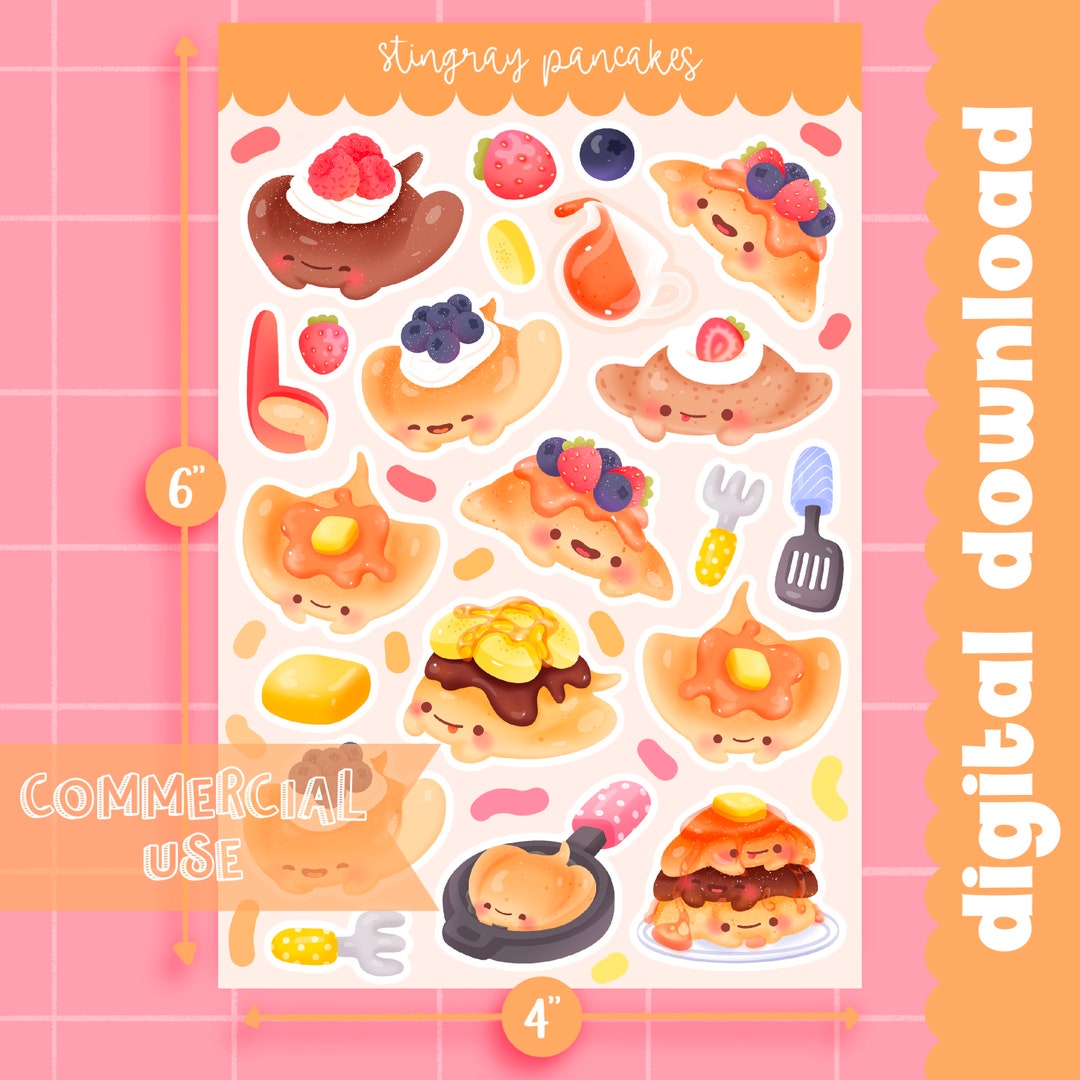 Cute Printable Sticker Sheet Stingray Pancakes Sticker Sheet ...