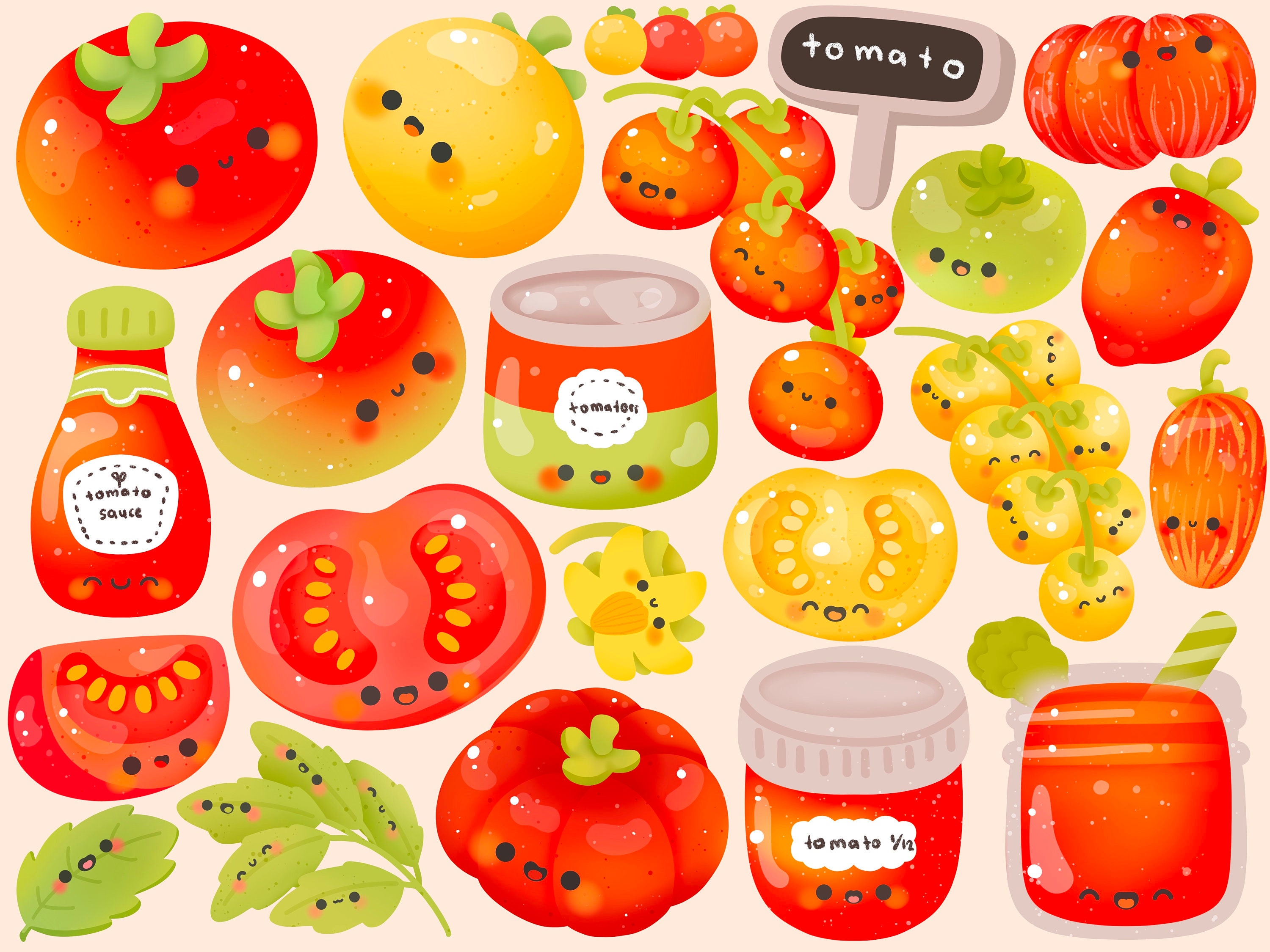Cute Kawaii Printable Tomato Clipart / Commercial Use/ PNG - Etsy