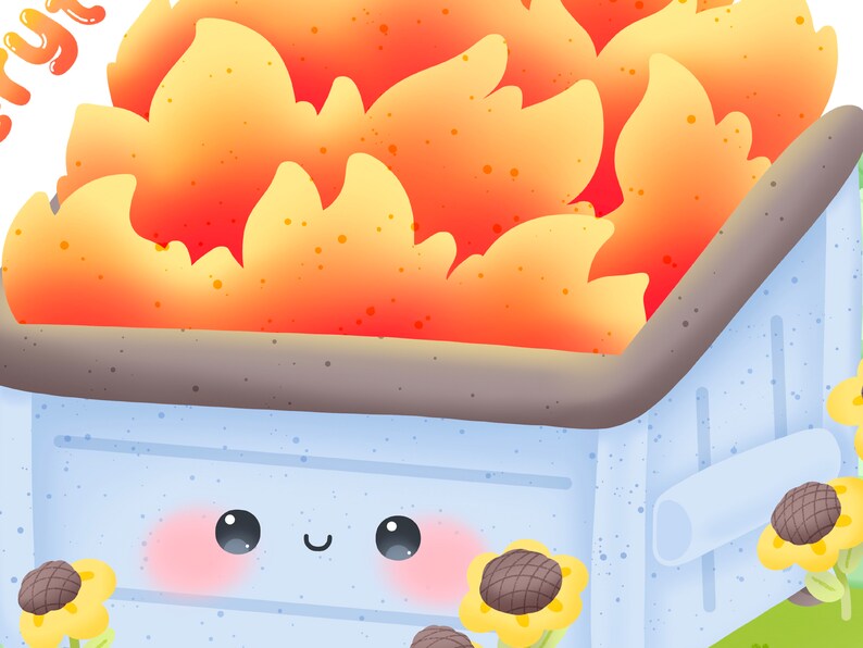 Cute Kawaii Printable Dumpster Fire Clipart / Commercial Use/ - Etsy