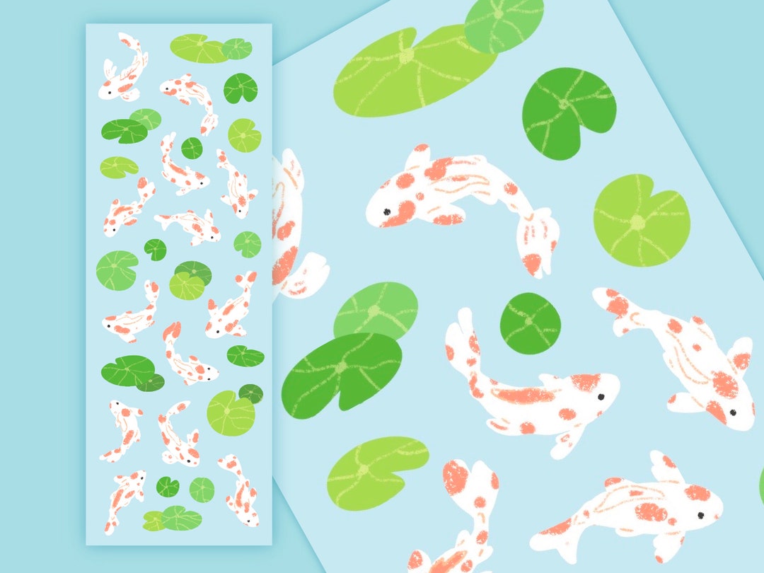 Cute Kawaii Printable Koi Fish Deco Sticker Sheet / Commercial Use/ PNG ...