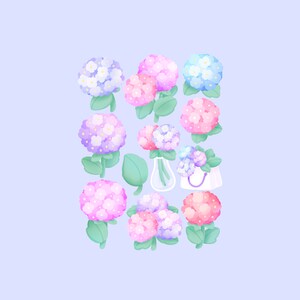 Cute Kawaii Printable Hydrangea Clipart / Commercial Use/ PNG - Etsy