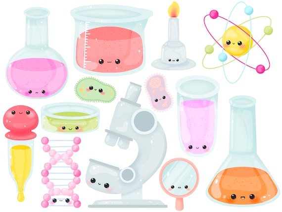 Cute Kawaii Printable Science Laboratory Clipart / Commercial - Etsy UK