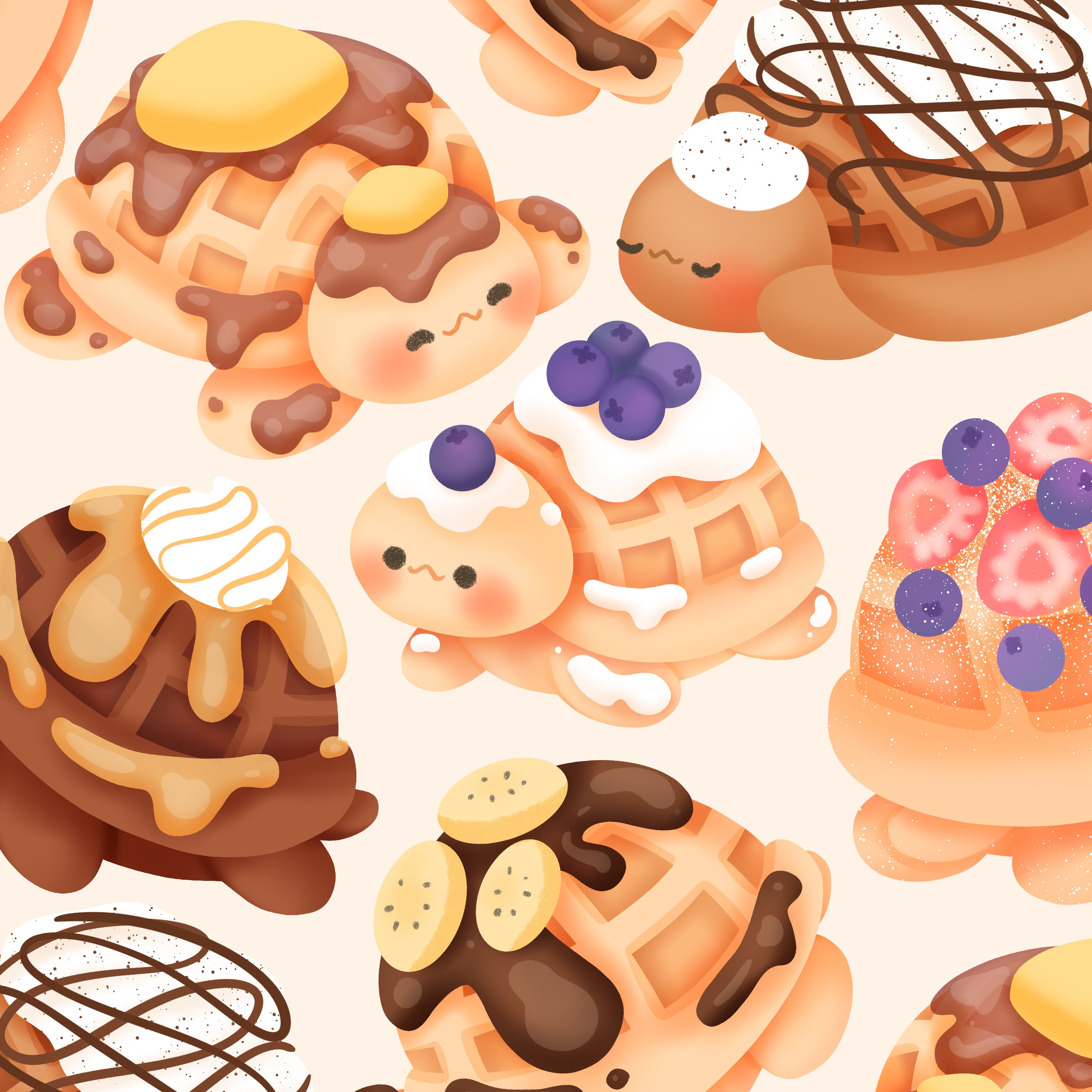 Cute Kawaii Printable Turtle Waffles Clipart / Commercial Use/ PNG - Etsy