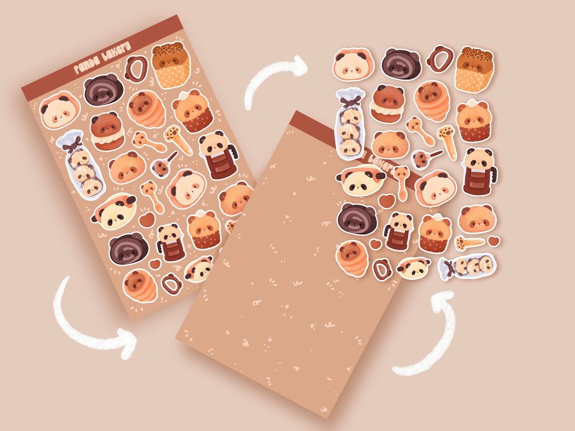 Cute Printable Sticker Sheet Panda Bakery Clipart / Commercial - Etsy