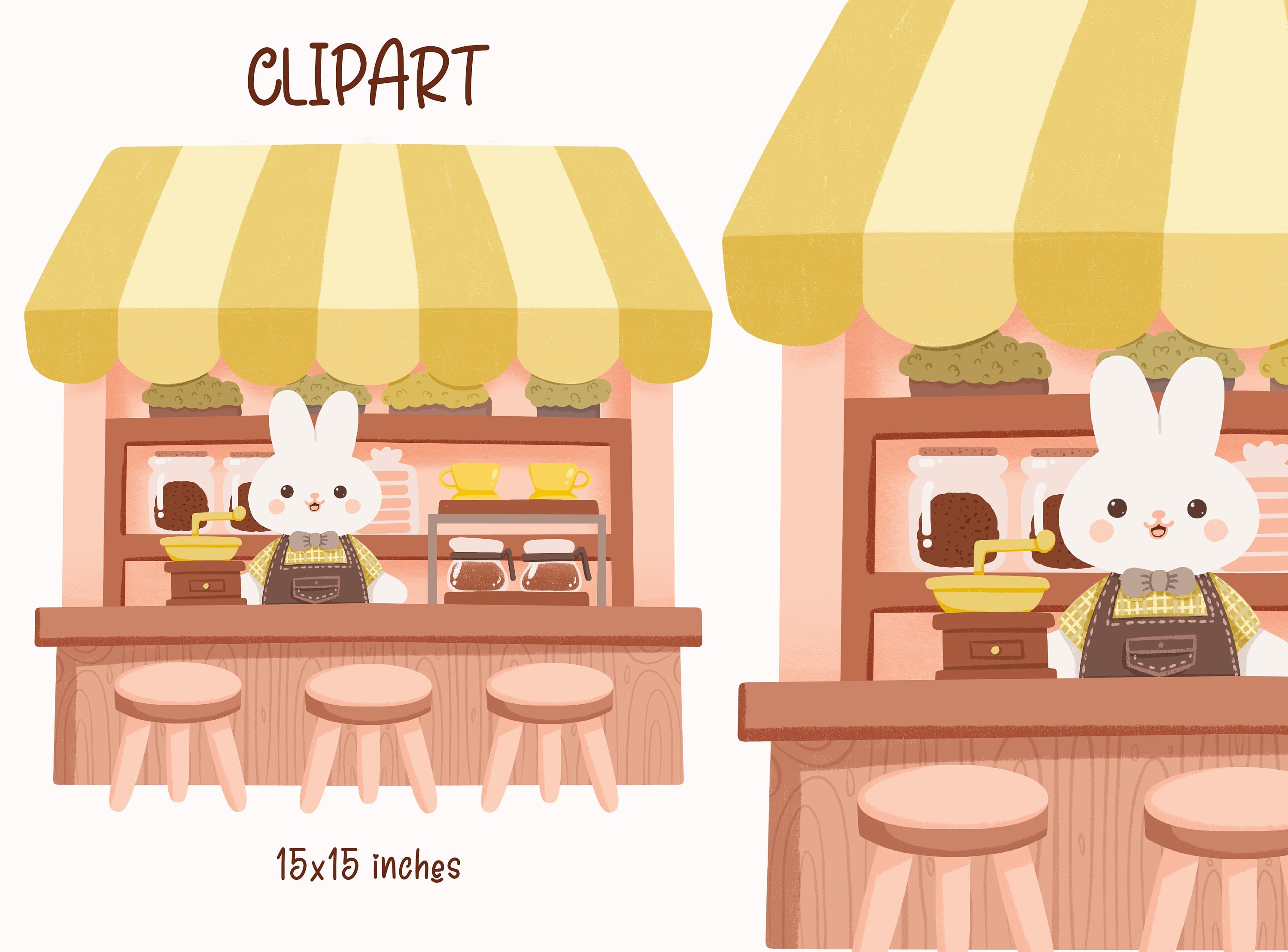 Cute Kawaii Printable Bunny Cafe Shop Clipart / Commercial - Etsy