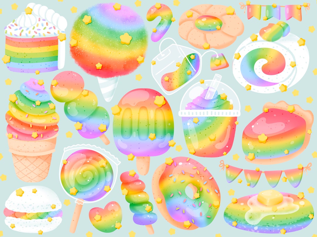 Cute Kawaii Printable Pride Rainbow Foods Clipart / Commercial Use/ PNG ...