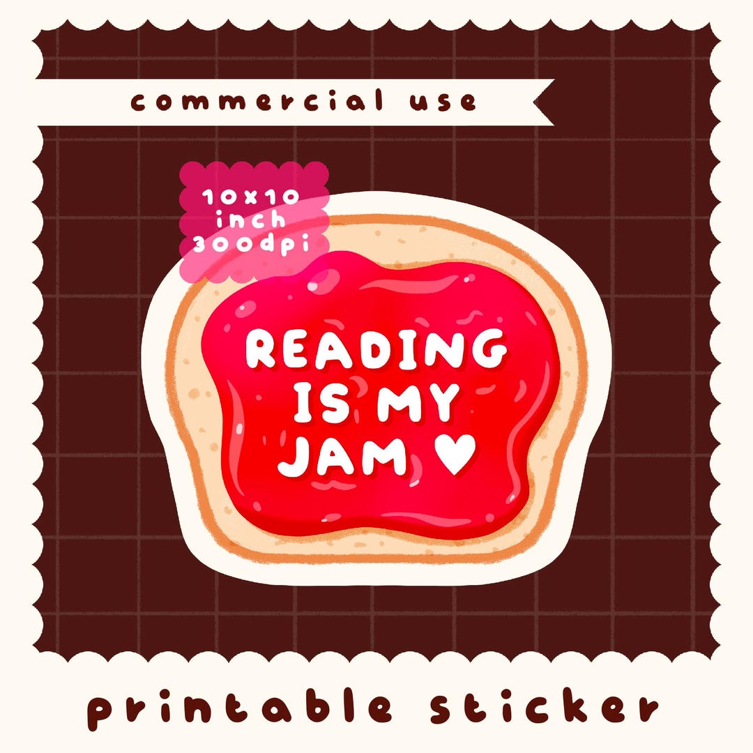 Printable Sticker Clipart: Reading is My Jam, Commercial Use PNG - Etsy