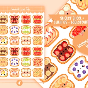 Cute Printable Sticker Sheet Toasts Sticker Sheet / Commercial Use/ PNG ...