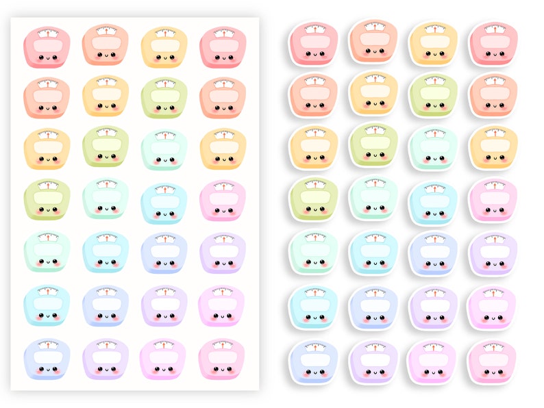 Cute Printable Weight Tracker Sticker Sheet / Commercial Use/ - Etsy