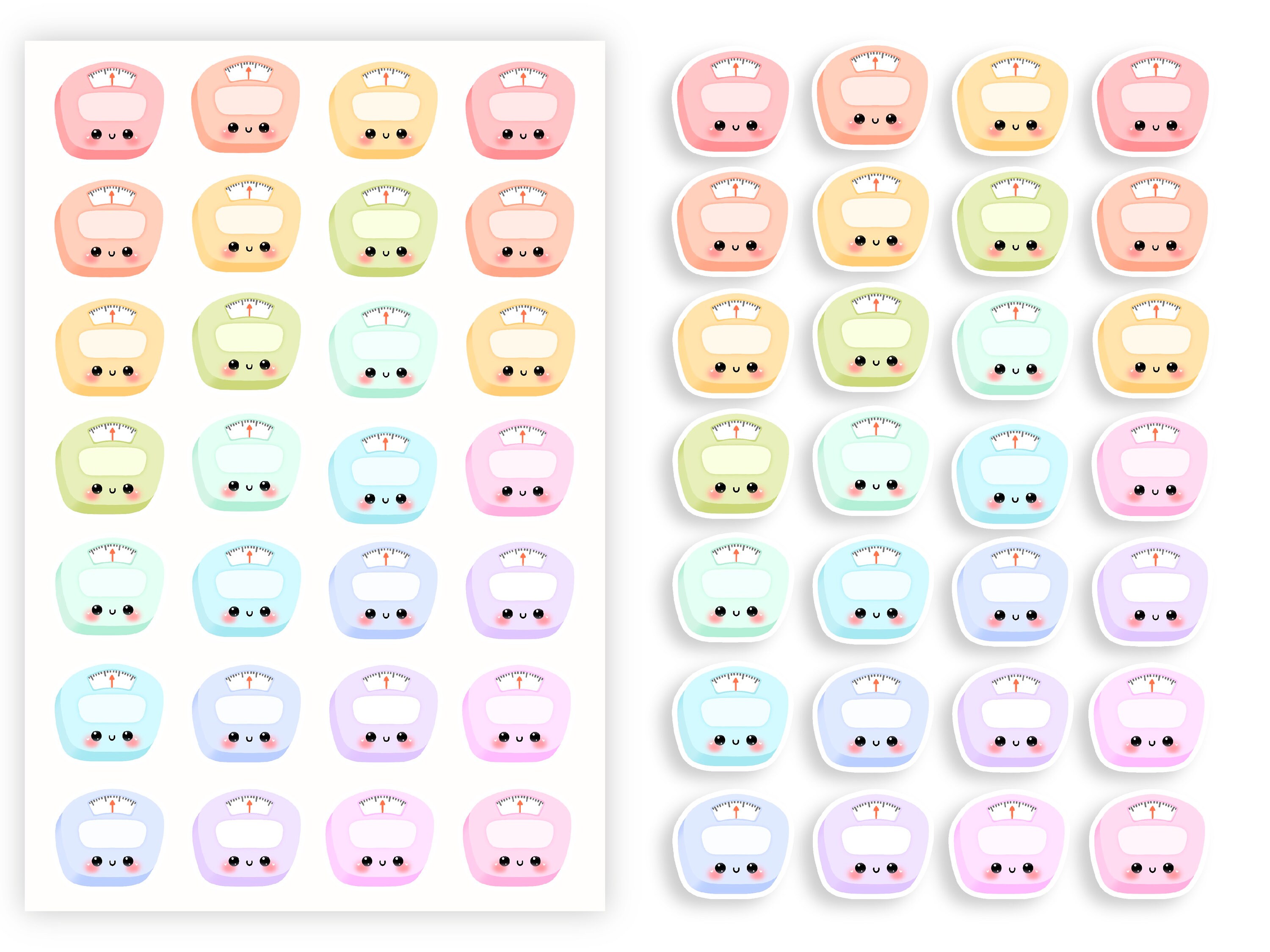 Cute Printable Weight Tracker Sticker Sheet / Commercial Use/ - Etsy