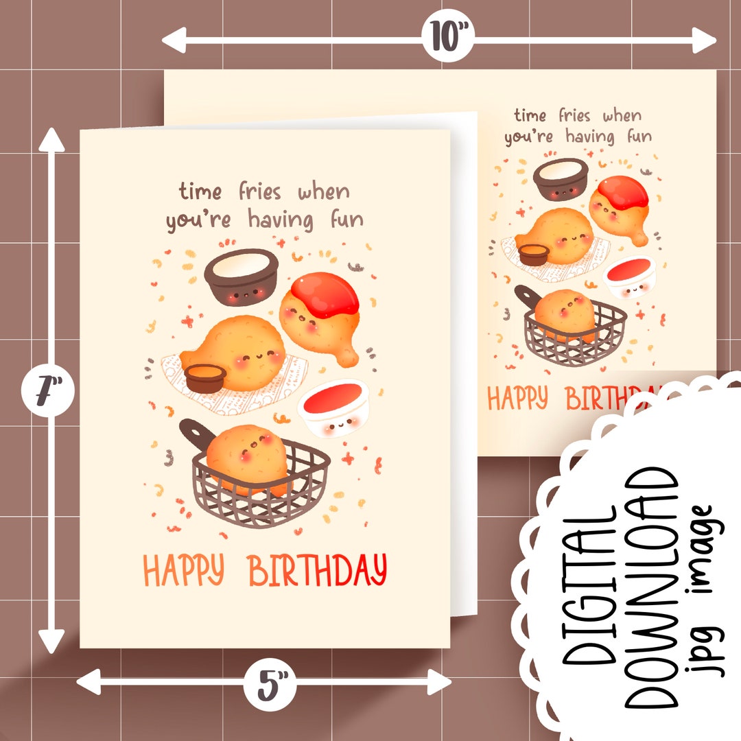 Cute Printable Happy Birthday Fried Chicken Greeting Card / Commercial ...