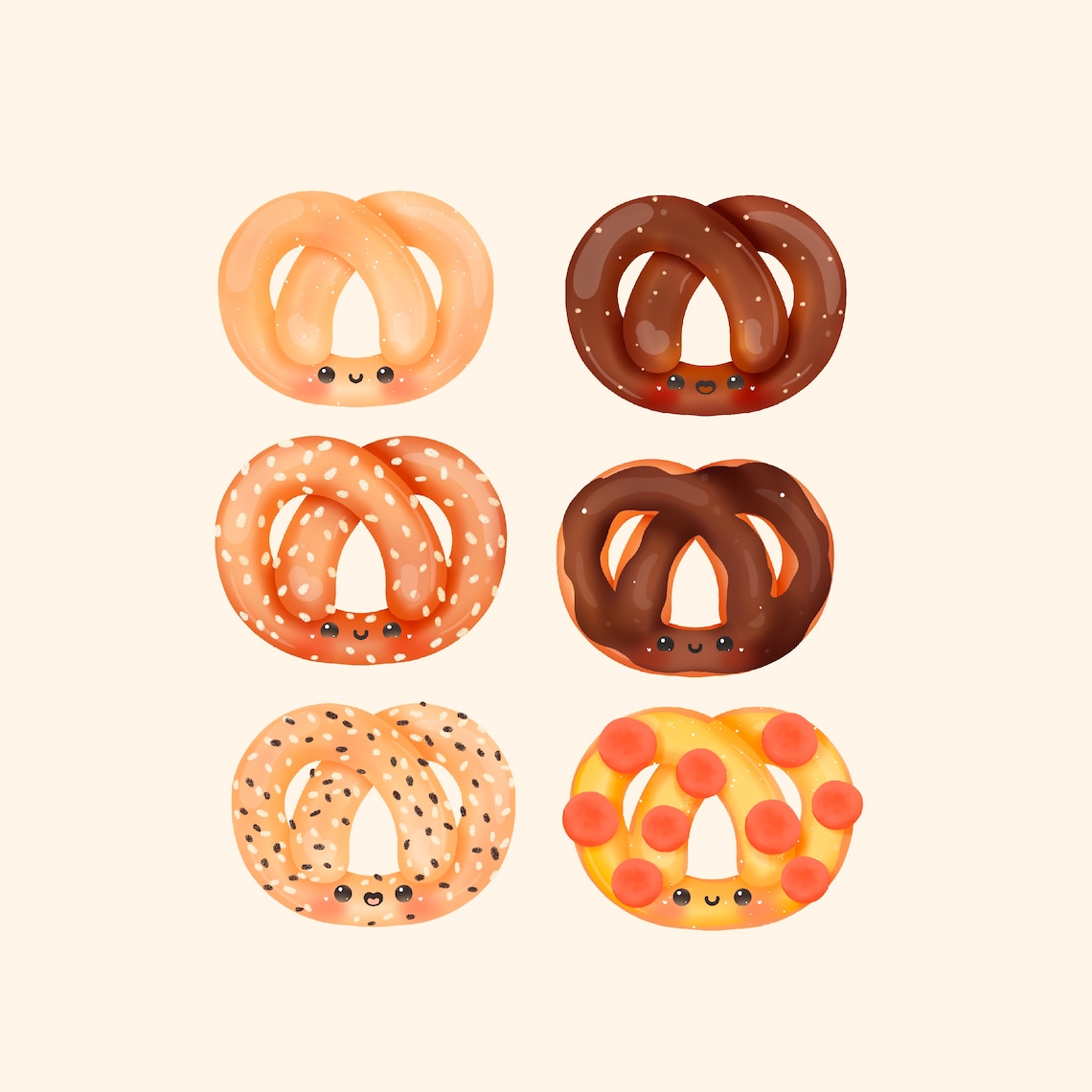 Cute Kawaii Printable Pretzels Clipart / Commercial Use/ PNG - Etsy