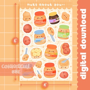 Cute Printable Peanut Butter Sticker Sheet / Commercial Use/ PNG - Etsy