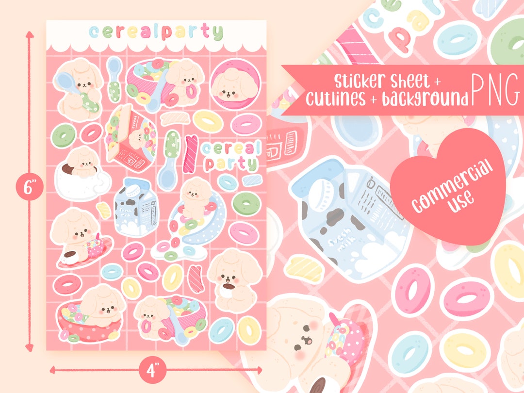 Cute Printable Sticker Sheet Cereal Puppy Sticker Sheet / Commercial ...