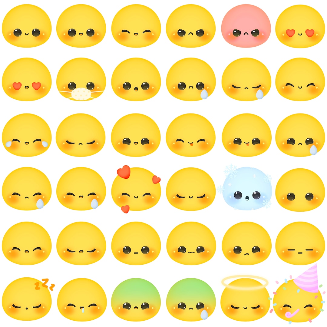 Cute Kawaii Printable Emojis Clipart / Commercial Use/ PNG - Etsy