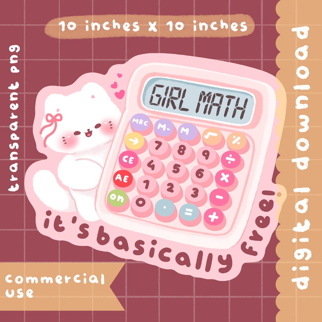 Cute Kawaii Printable Girl Math Clipart / Commercial Use/ PNG - Etsy UK