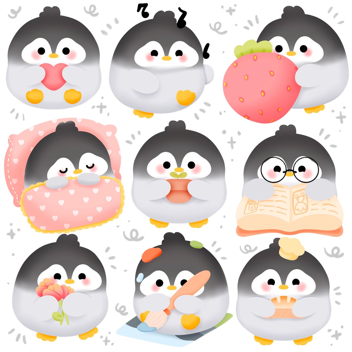 Cute Kawaii Printable Chunky Penguins Clipart / Commercial - Etsy