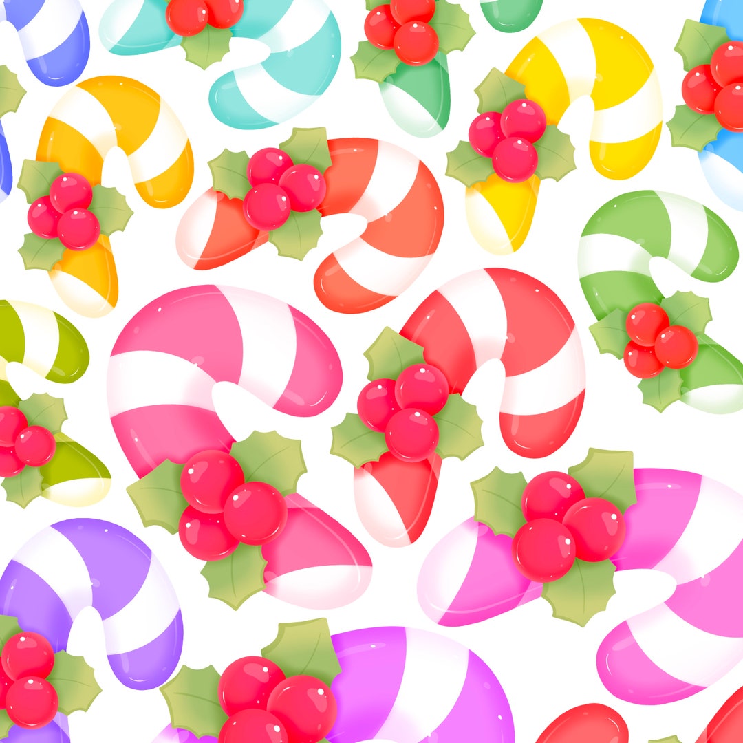 Cute Kawaii Printable Candycane Holly Berry Winter Christmas Mini ...