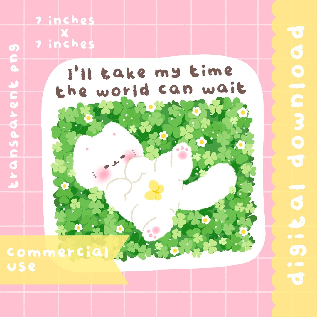 Cute Kawaii Printable Cat Clover Clipart / Commercial Use/ PNG - Etsy