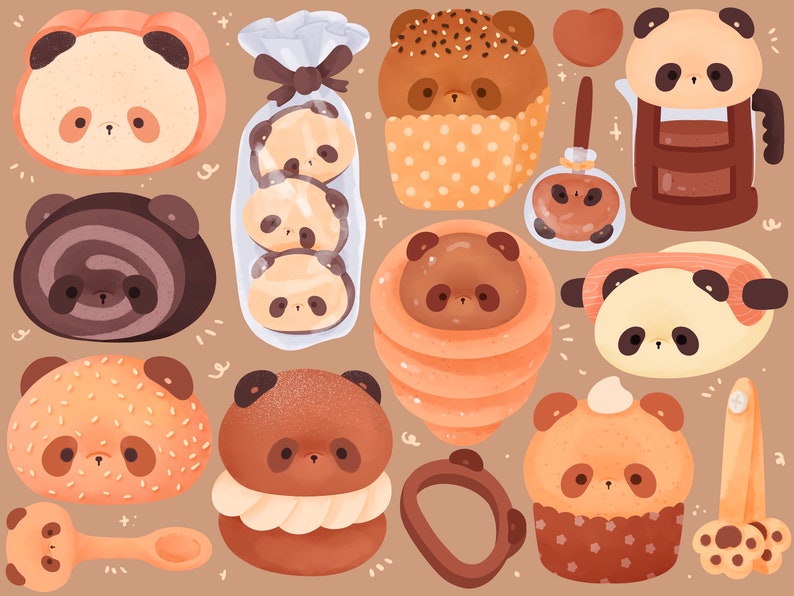 Cute Kawaii Printable Panda Bakery Clipart / Commercial Use/ - Etsy