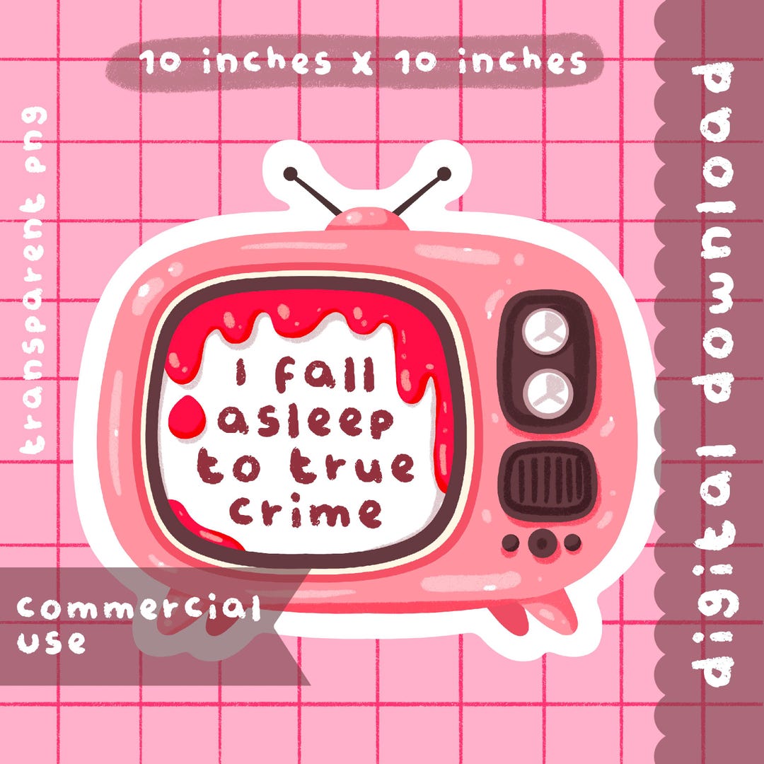 Cute Kawaii Printable Fall Asleep to True Crime Clipart / Commercial ...