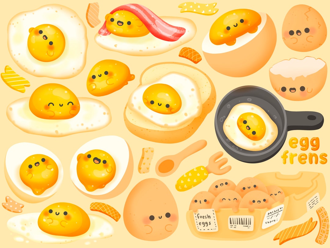 Cute Kawaii Printable Eggs Clipart / Commercial Use/ PNG - Etsy
