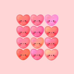Cute Kawaii Printable Hearts Clipart / Commercial Use/ PNG - Etsy