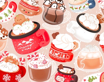 Cute Kawaii Printable Hot Chocolate Cats Clipart / Commercial Use/ PNG ...