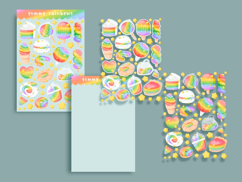 Cute Printable Sticker Sheet Rainbow Food Sticker Sheet / Commercial ...
