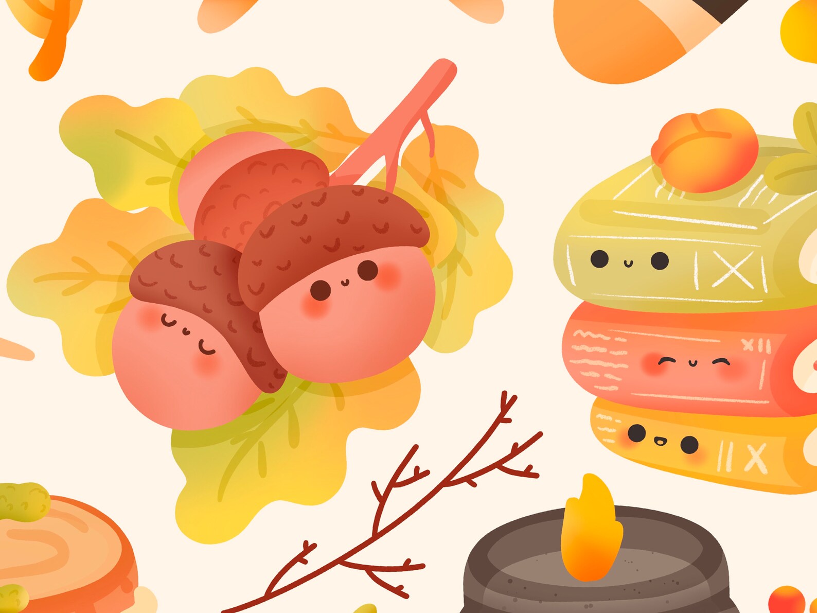 Cute Kawaii Printable Happy Autumn Clipart / Commercial Use/ - Etsy