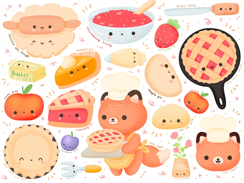 Cute Kawaii Printable Fox Pie Shop Clipart / Commercial Use/ PNG - Etsy