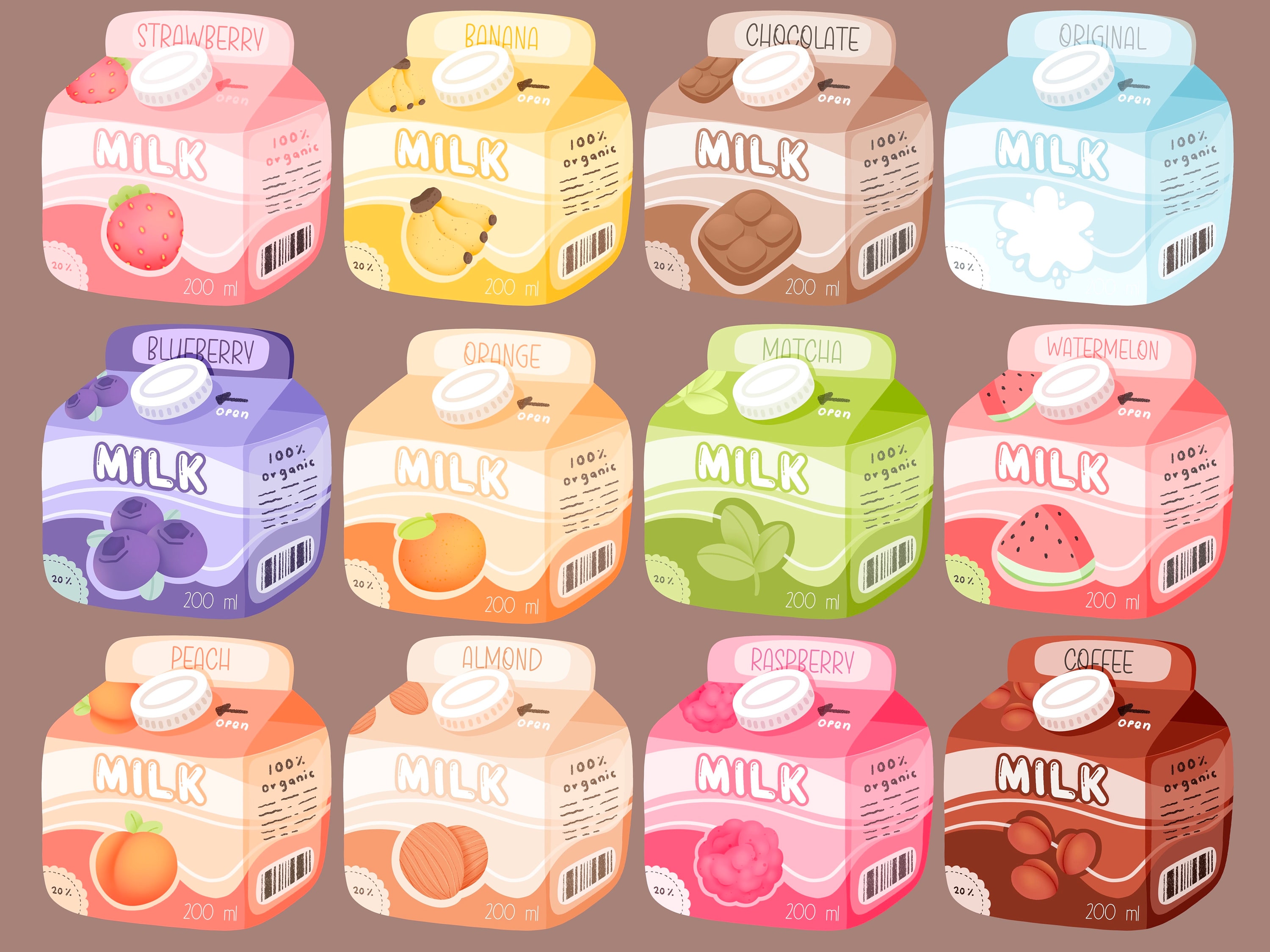 Cute Kawaii Printable Milk Cartons Clipart / Commercial Use/ - Etsy Canada