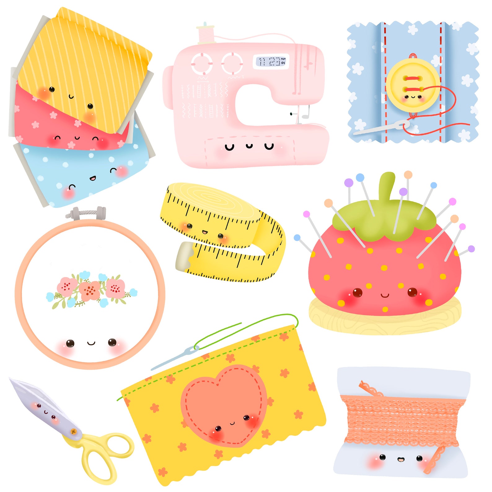 Cute Kawaii Printable Sewing Tailor Clipart / Commercial Use/ - Etsy UK
