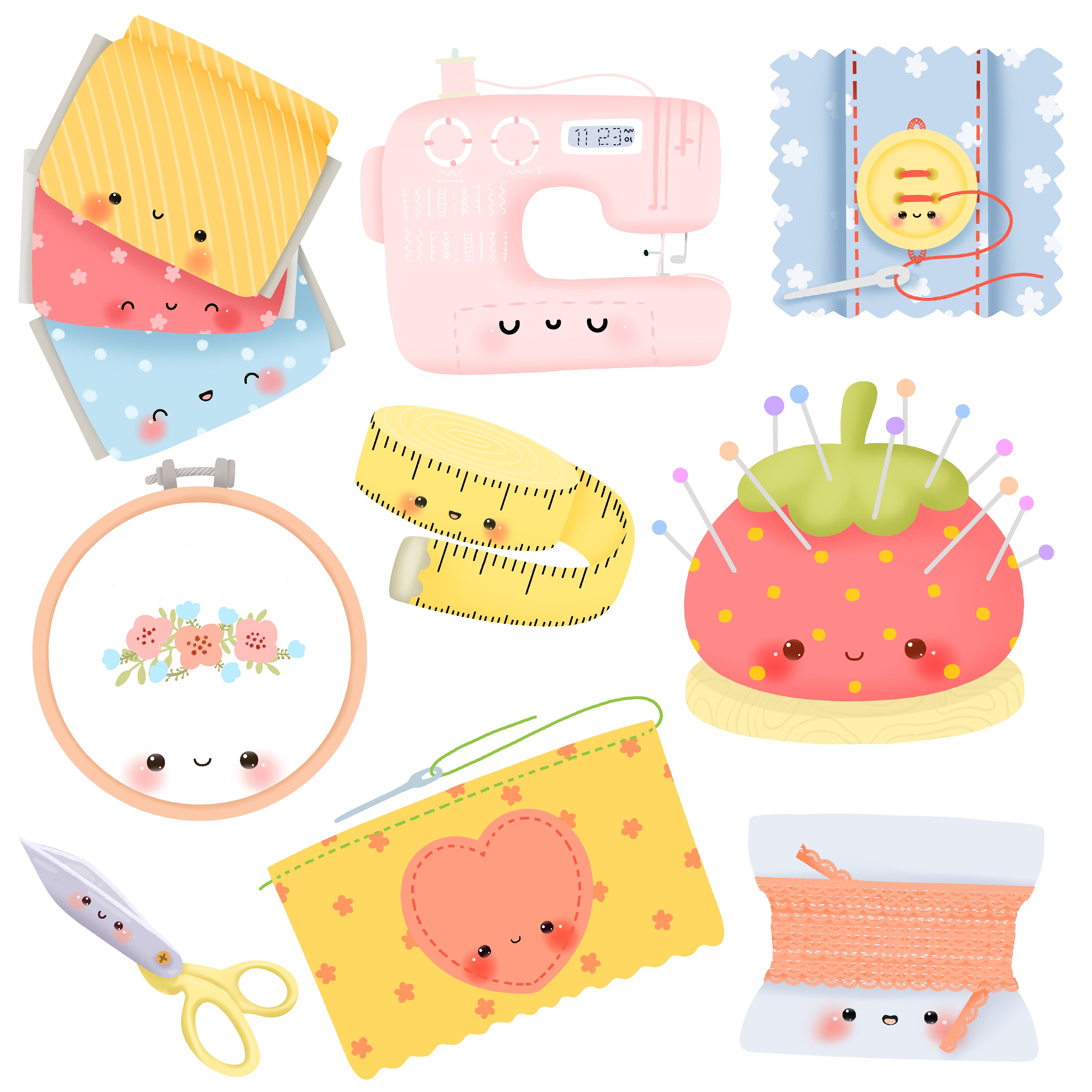 Cute Kawaii Printable Sewing Tailor Clipart / Commercial Use/ - Etsy UK