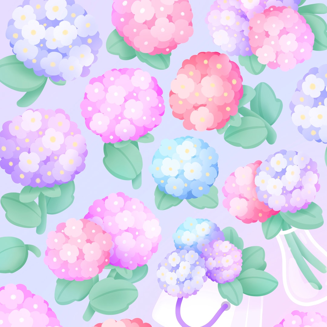 Cute Kawaii Printable Hydrangea Clipart / Commercial Use/ PNG - Etsy