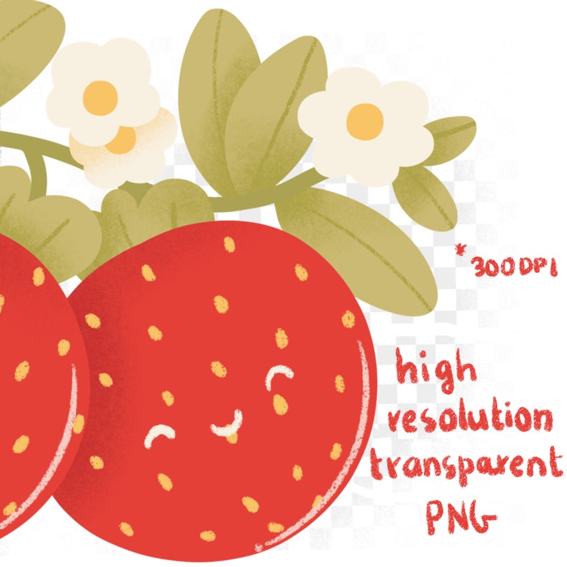 Cute Kawaii Printable Dessert Strawberry Bunny Food Clipart / - Etsy