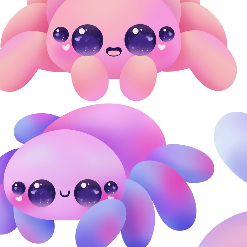 Cute Kawaii Printable Pastel Galaxy Spider Clipart / - Etsy