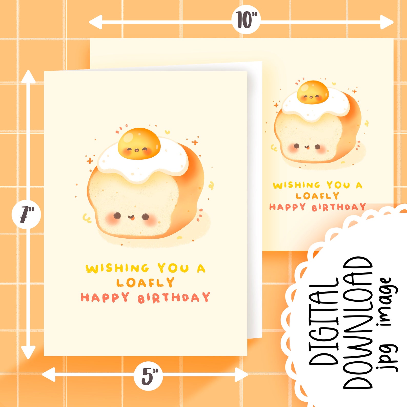 Cute Printable Happy Birthday Bread Loaf Greeting Card / Commercial Use ...