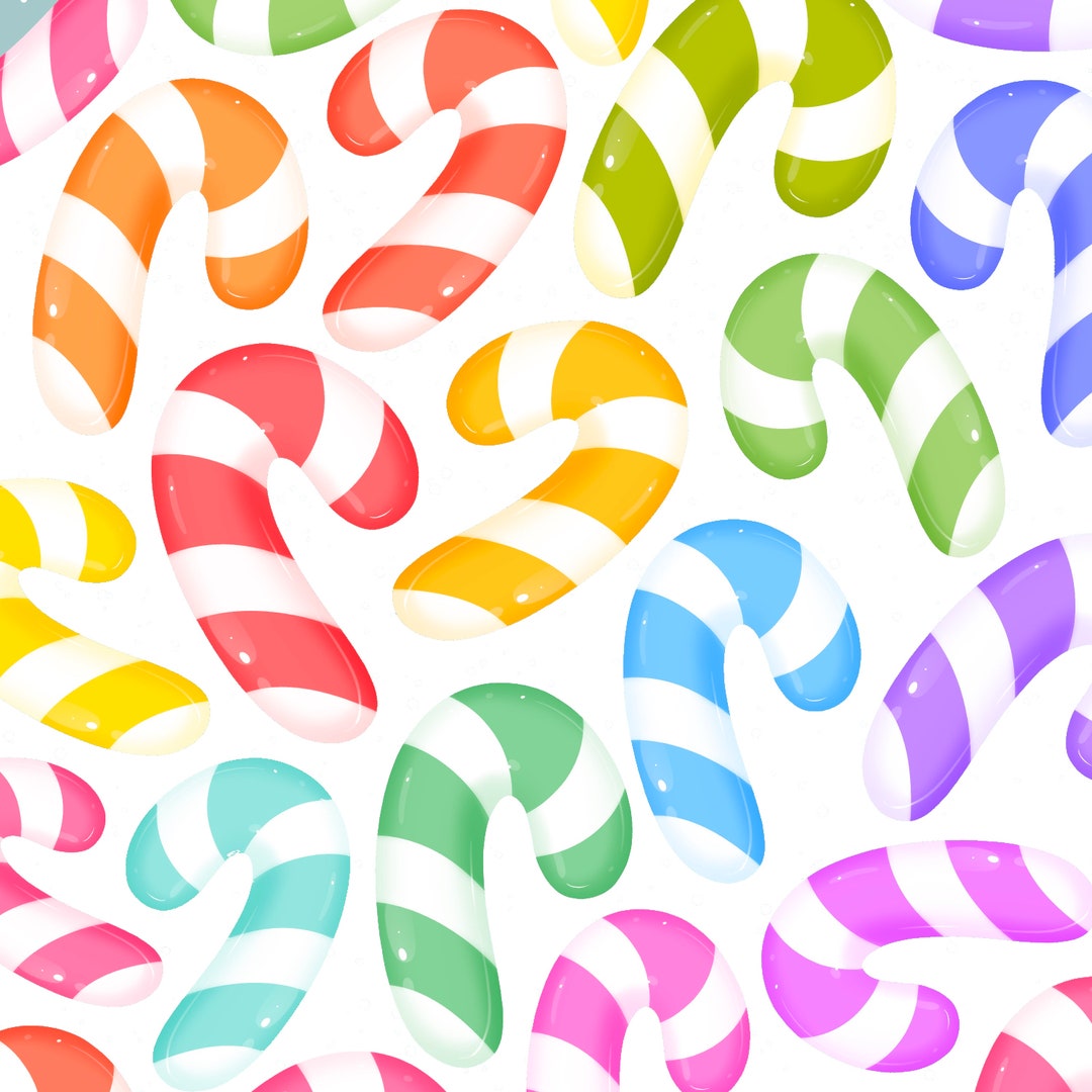 Cute Kawaii Printable Candycane Winter Christmas Mini Clipart Set ...