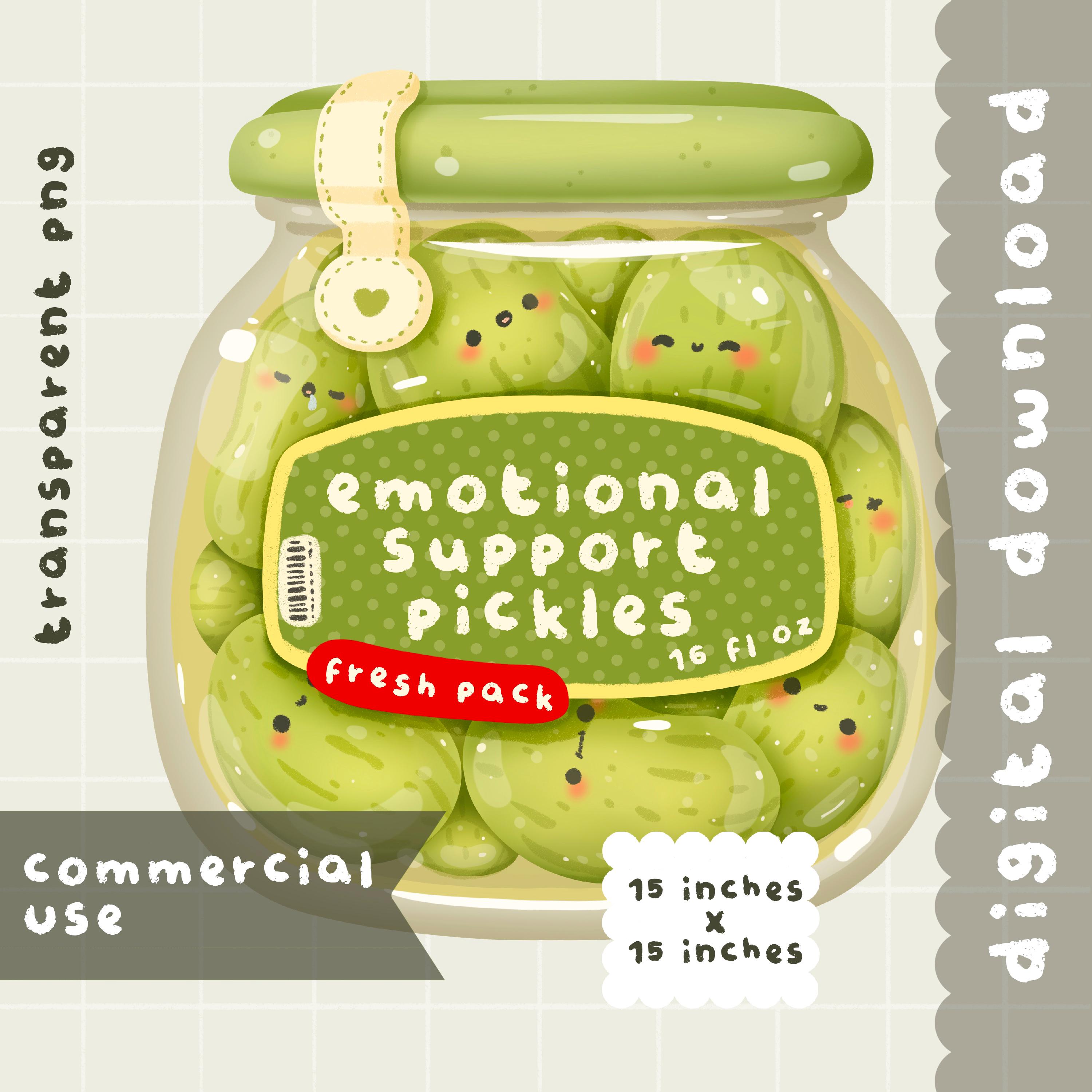 Cute Kawaii Printable Emotional Support Pickles Clipart / Commercial ...