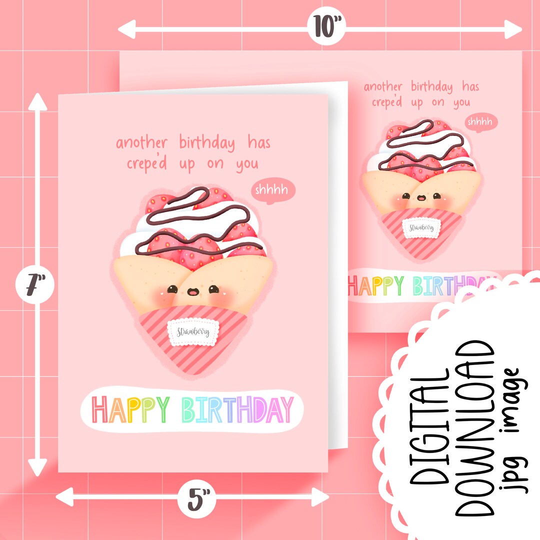 Cute Printable Crepe Birthday Greeting Card / Commercial Use/ PNG - Etsy