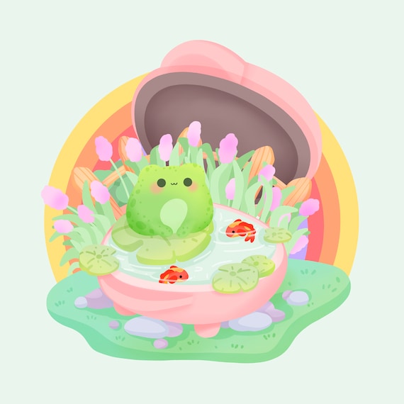 Cute Kawaii Printable Waffle Maker Frog Pond Clipart / - Etsy