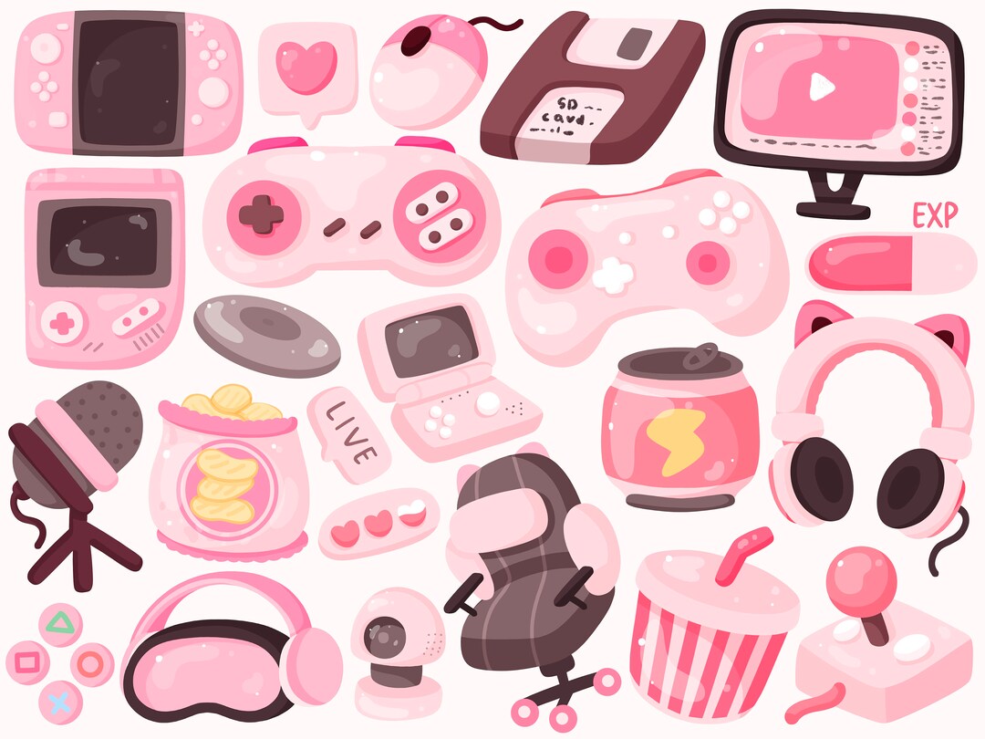 Cute Kawaii Printable Pink Gaming Clipart Set / Commercial Use/ PNG - Etsy